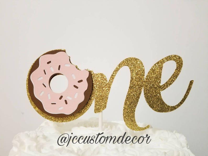One Donut Girl Cake Topper-one Donut Cake Topper-pink Gold One | Etsy