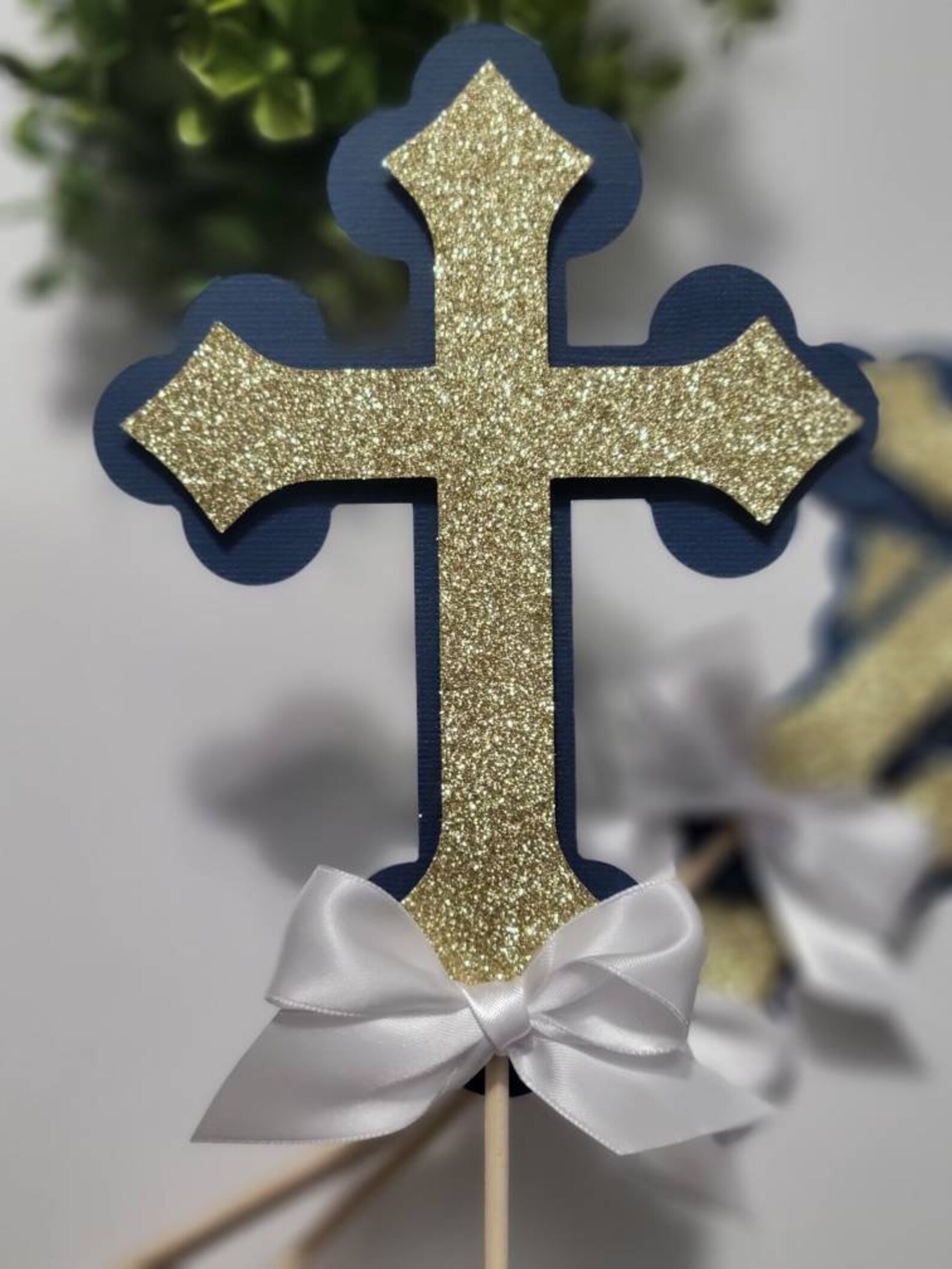 Navy Blue Cross Centerpiece-glitter Cross Picks-cross Centerpiece Picks ...