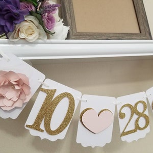 Wedding Date Banner, Date Banner, Number Date Banner, Bridal Shower ...