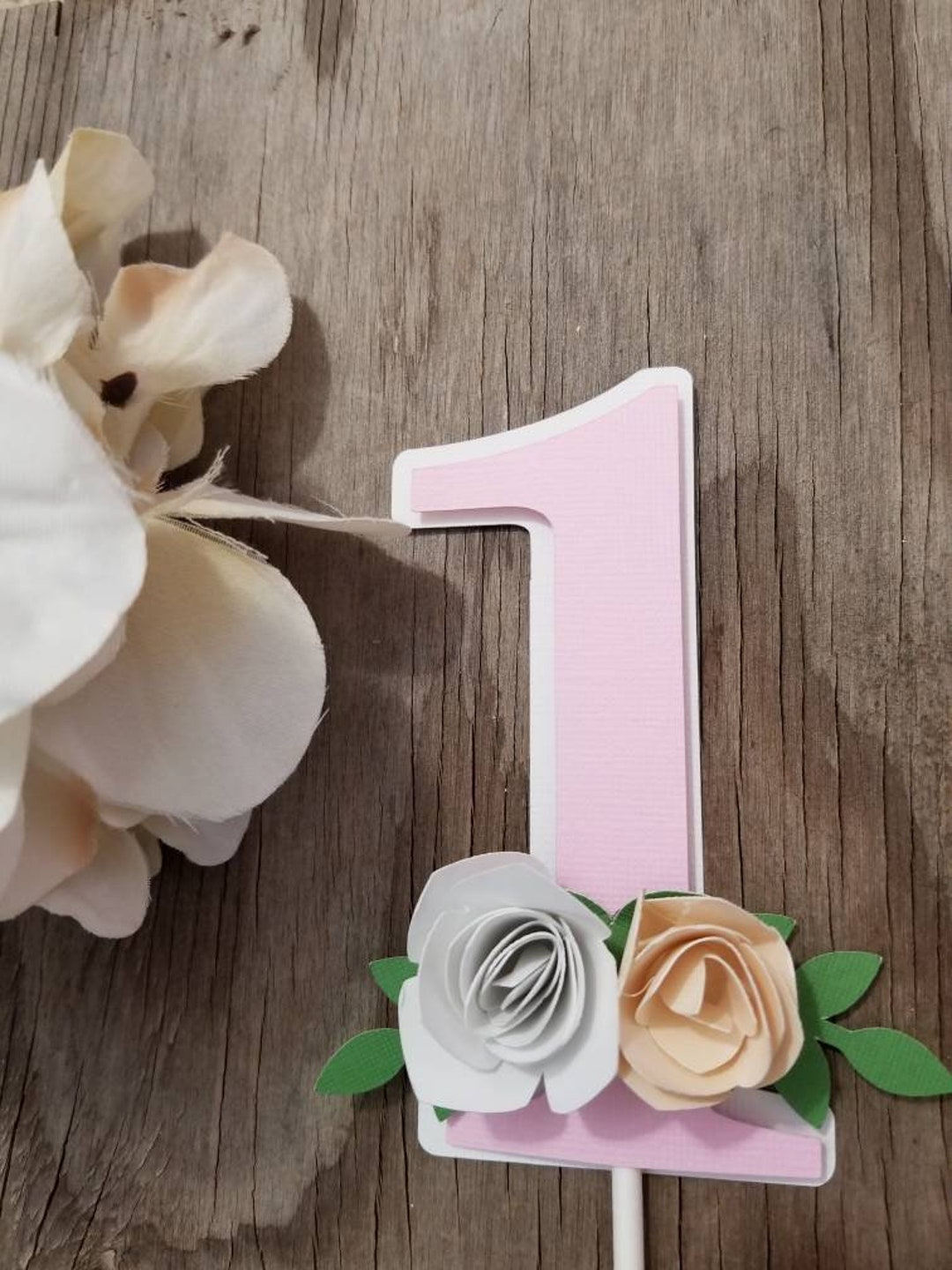 One Cake Topper-age Cake Topper-1 Cake Topper-gold Pink Birthday Cake ...