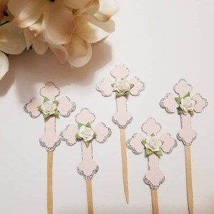 Glitter Baptism Cross Cupcake Toppers-boy Girl Cross Cupcake Toppers ...