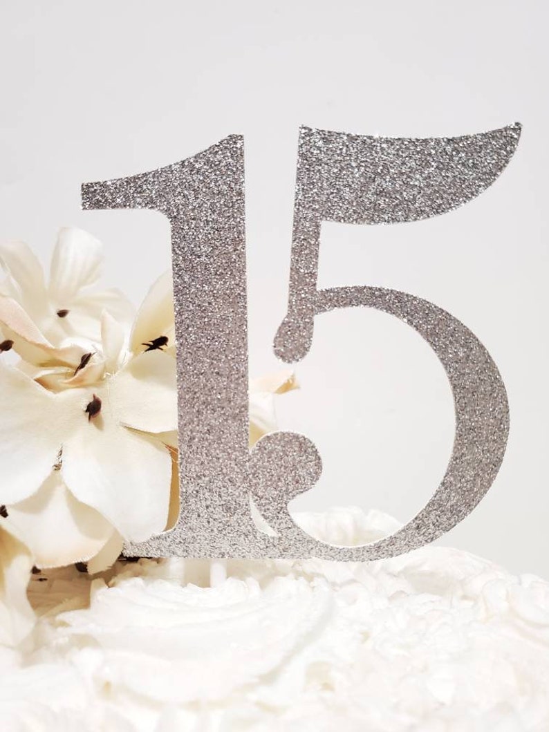 15 Cake Topper, Any Age Cake Topper, Glitter Cake Topper-15 Birthday ...