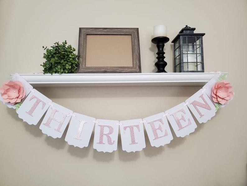 13 Girl Banner-thirteen Birthday Banner-thirteen Flower | Etsy