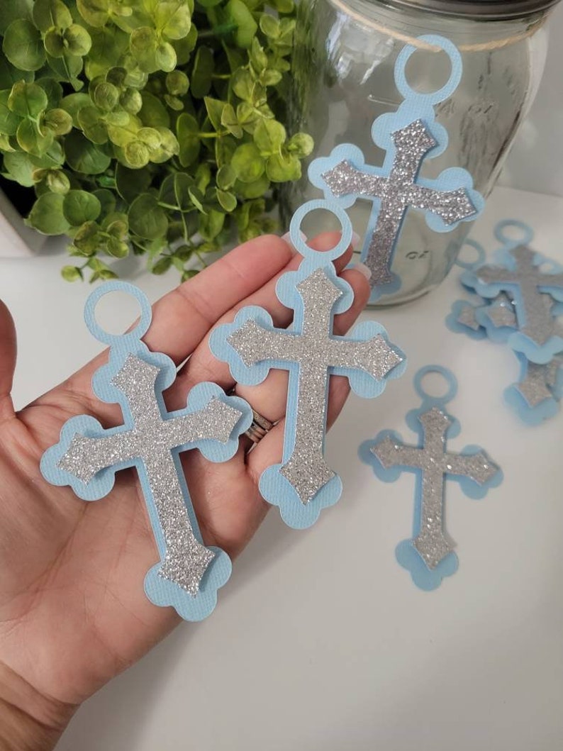 Baptism Centerpiece Tags-cross Tags-cross - Etsy