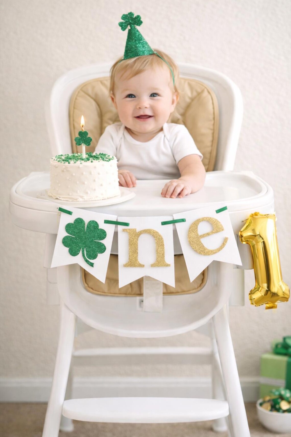 One Shamrock Birthday Banner-boy Girl Green Banner-shamrock One ...