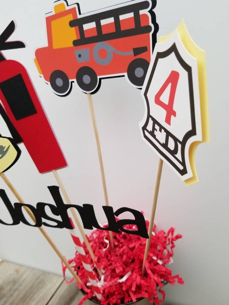 Fire Truck Birthday Centerpiece-fire Truck Centerpiece-fire Man Party ...