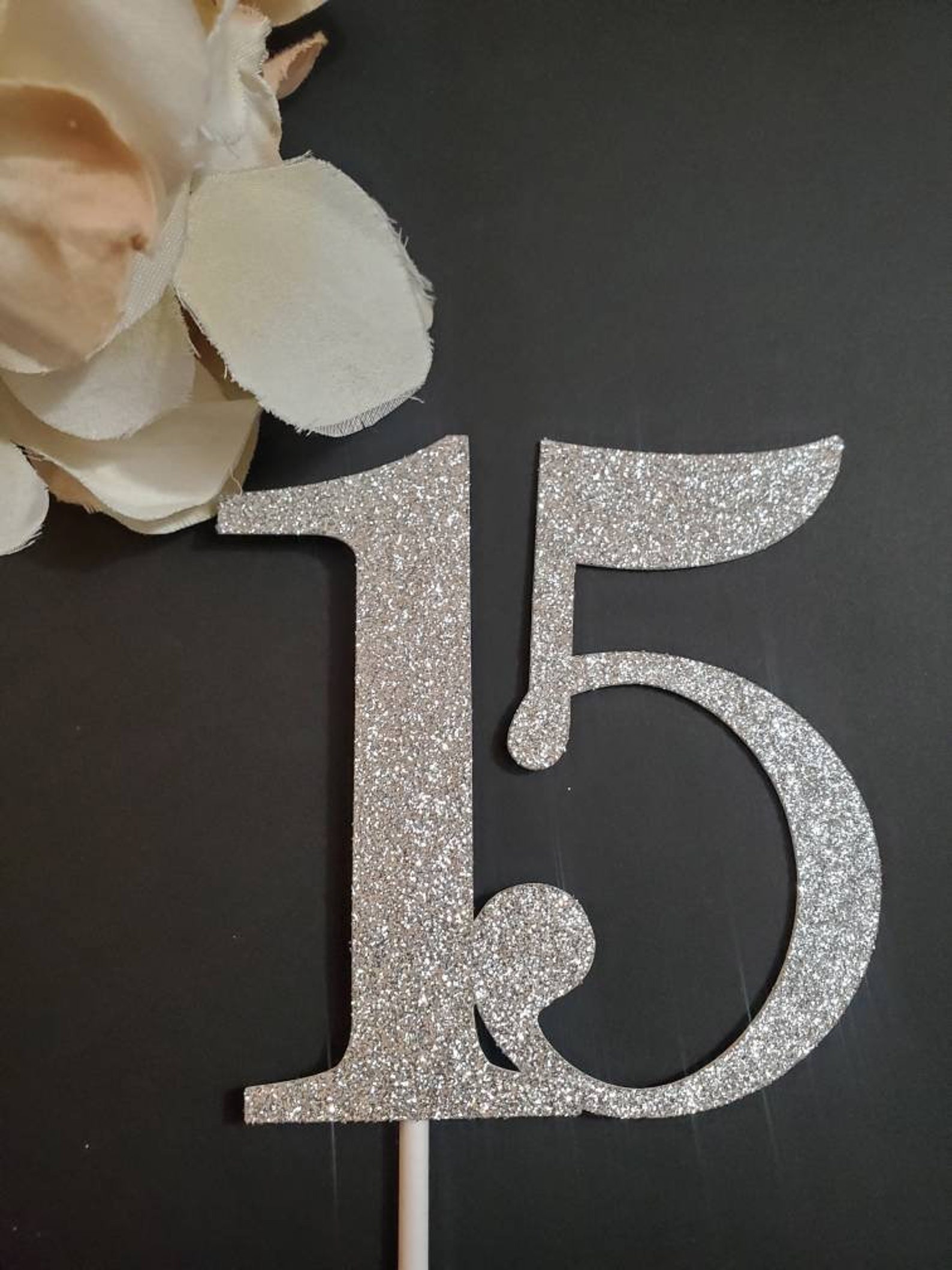 15 Cake Topper, Any Age Cake Topper, Glitter Cake Topper-15 Birthday ...