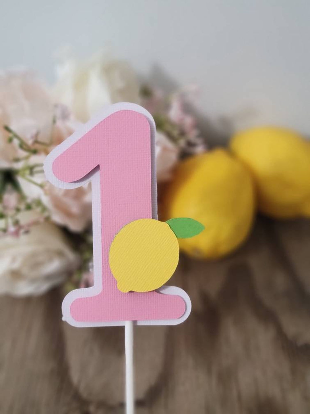 One Lemon Cake Topper-one Lemonade Pink Yellow Cake Topper-lemon Topper ...