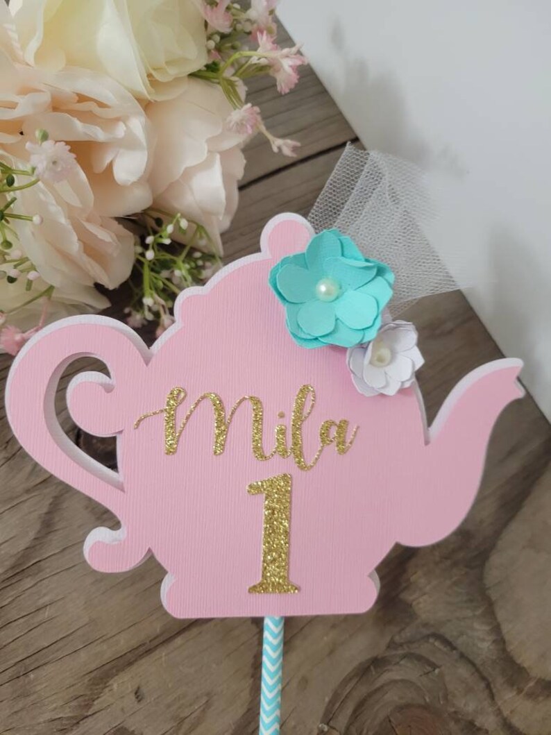 Tea Party Cake Topper-teapot Theme Birthday Topper-teacup - Etsy
