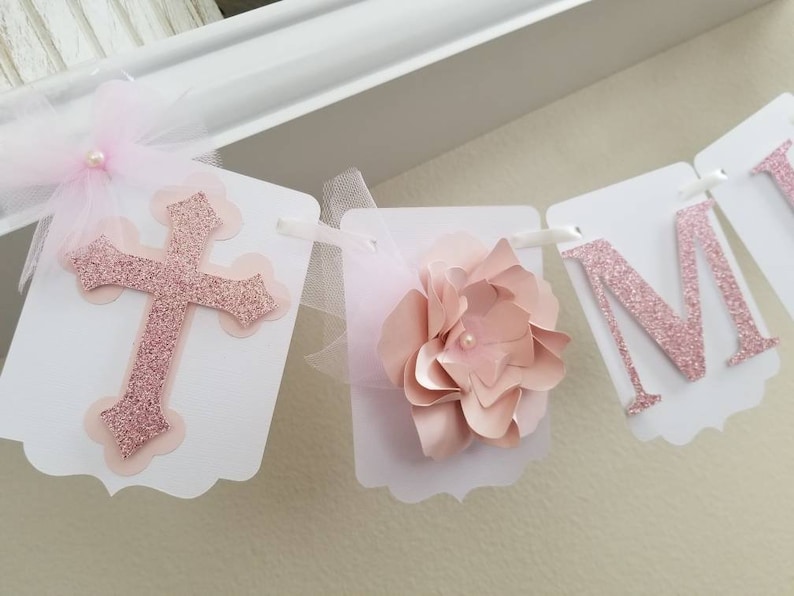 Flower Baptism Girl Banner-baptism Banner-baptism Pink - Etsy