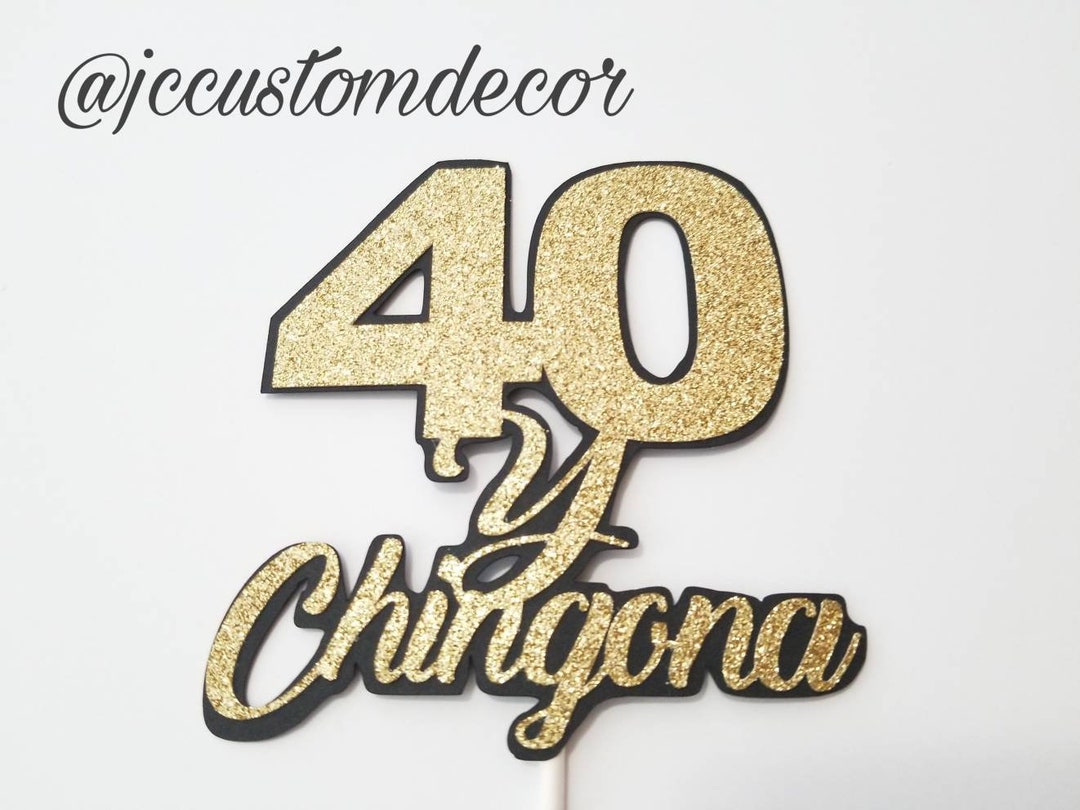 40 Glitter Gold Silver Cake Topper-40 Glitter Cake Topper-glitter ...