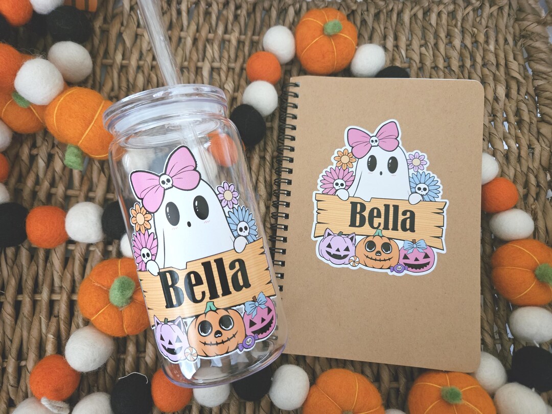 Personalized Cute Spooky Ghost Kids Spiral Notebook-halloween Kids ...