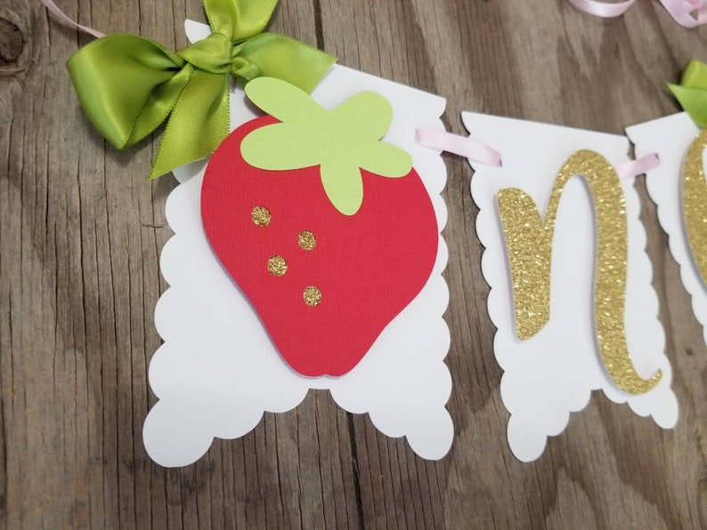 Strawberry One Banner-strawberry Theme Birthday Banner-strawberry ...