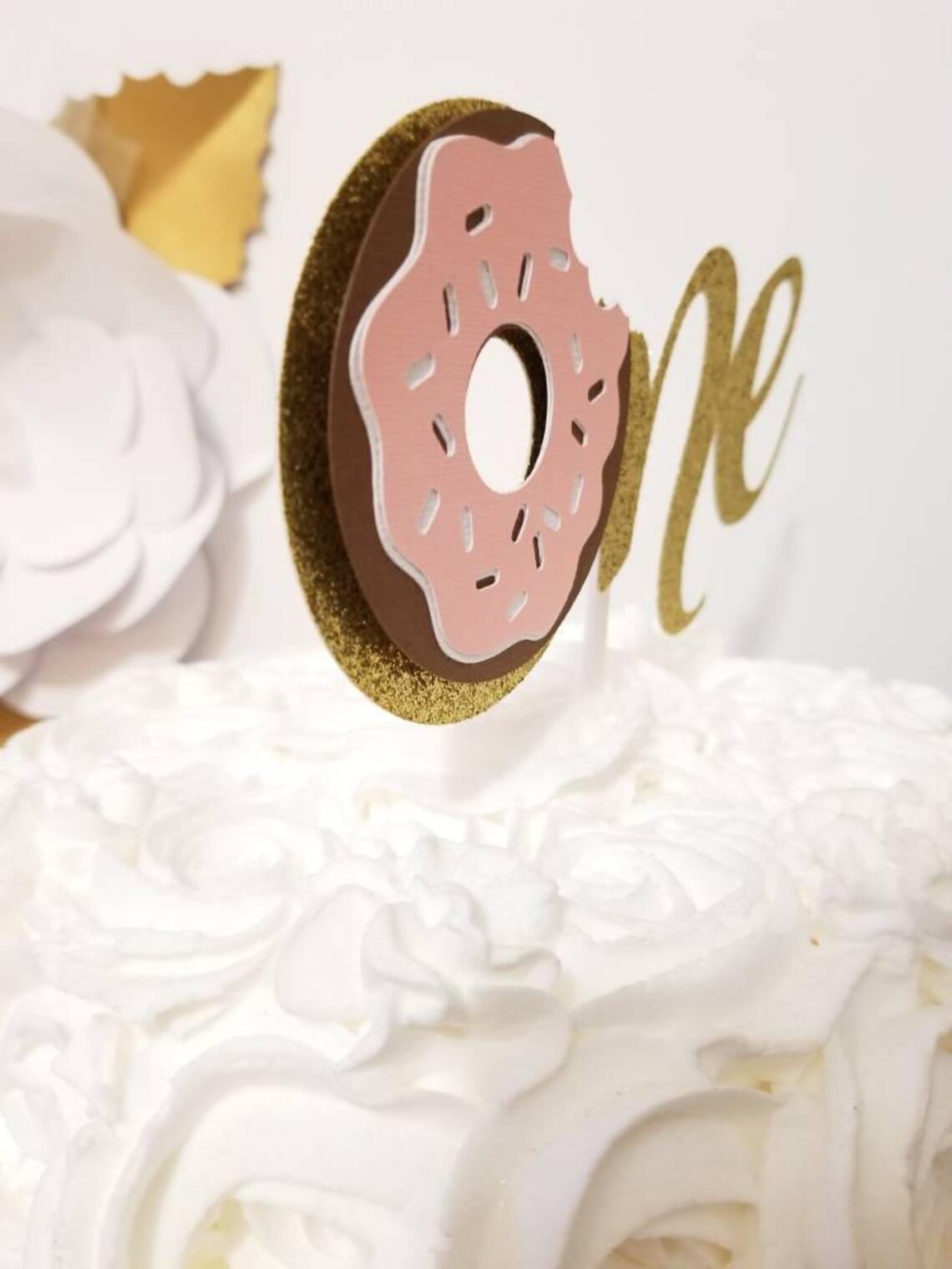 One Donut Girl Cake Topper-one Donut Cake Topper-pink Gold One | Etsy