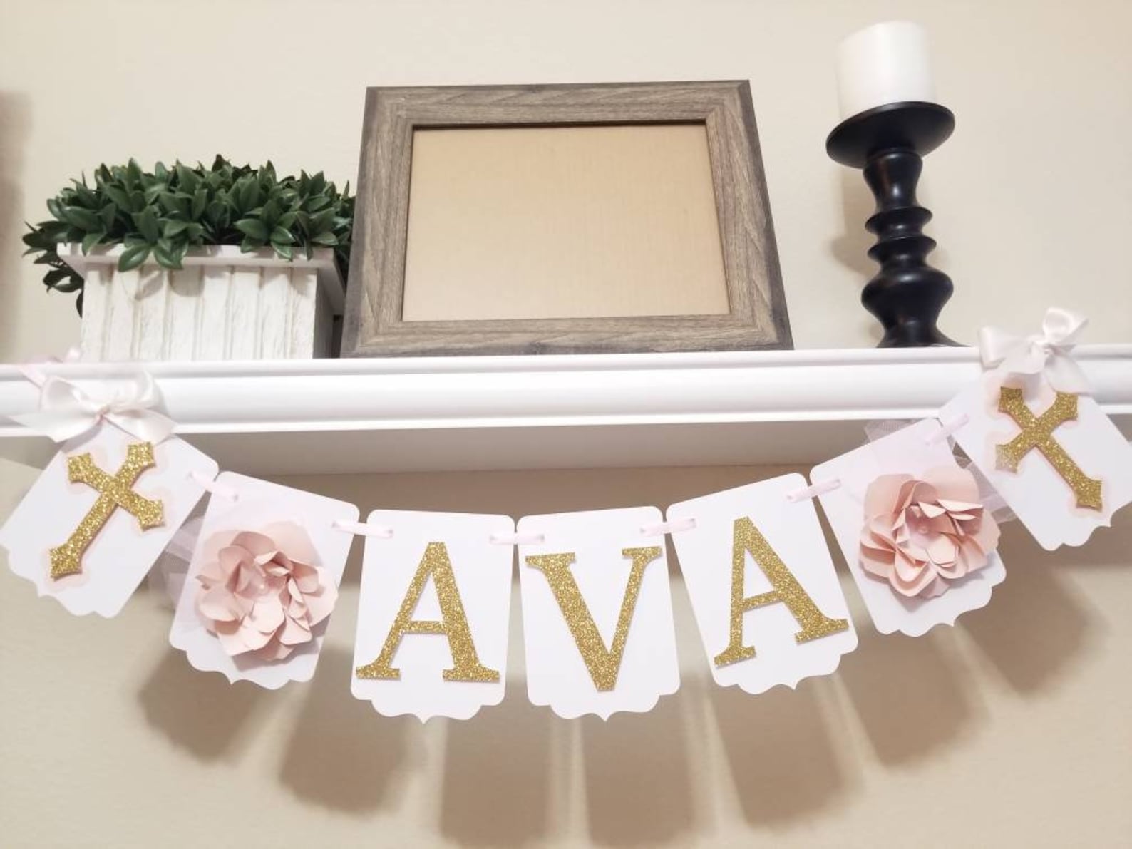 Flower Baptism Girl Banner-baptism Banner-baptism Pink Banner-first ...