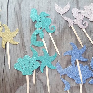 Mermaid Cupcake Toppers-mermaid Toppers-glitter Mermaid Toppers-mermaid ...