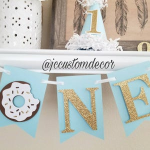 Donut Birthday Banner- One Donut Banner-boy Girl Donut Highchair Banner ...