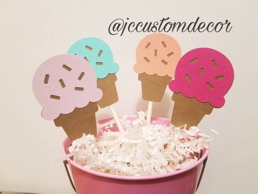 Ice Cream Cone Cupcake Toppers-ice Cream Toppers-ice Cream Theme ...