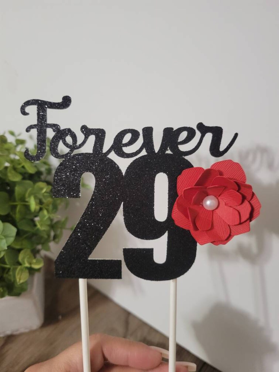 29 Age Cake Topper-forever Age Cake Topper-flower Theme Cake Topper-age ...
