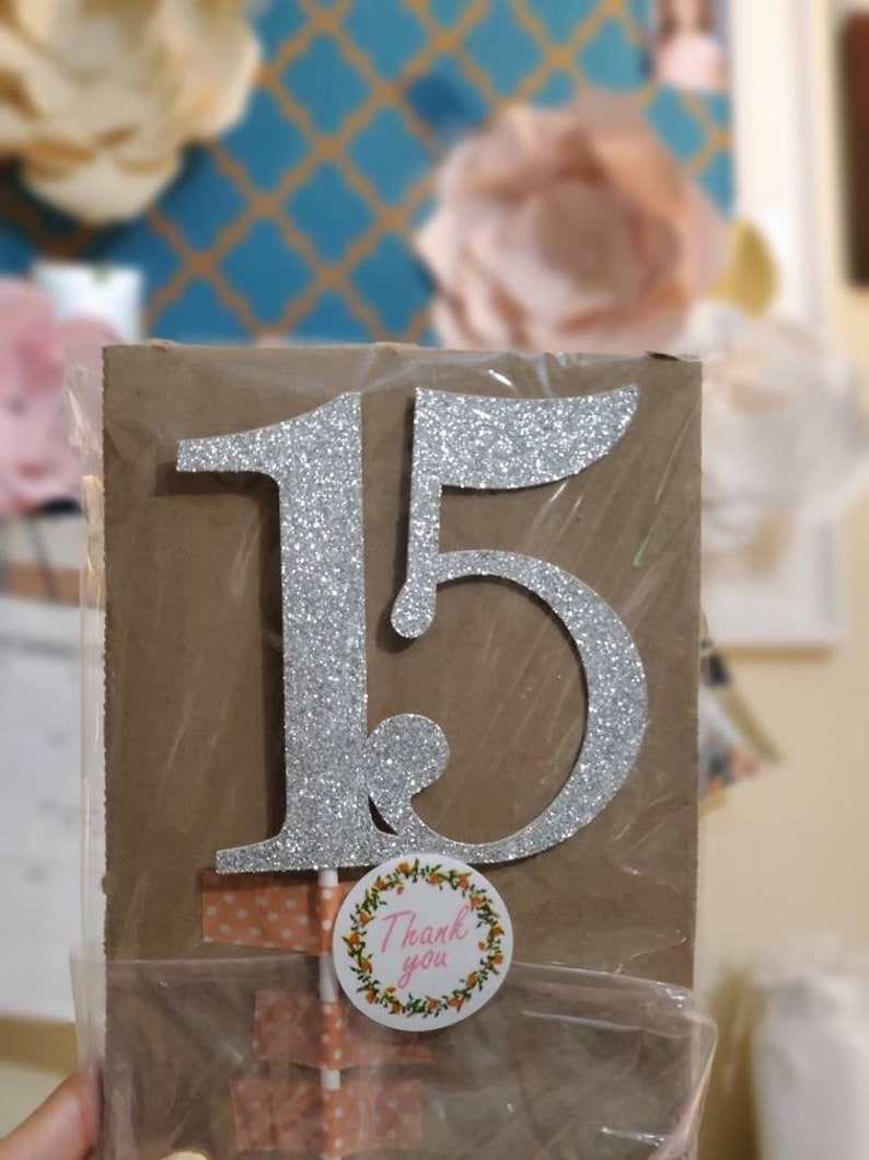15 Cake Topper, Any Age Cake Topper, Glitter Cake Topper-15 Birthday ...