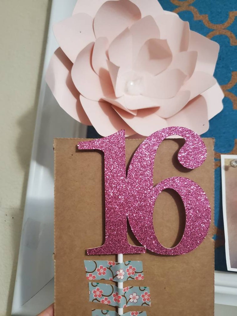 16 Cake Topper, Any Age Cake Topper, Glitter Cake Topper-16 Birthday ...