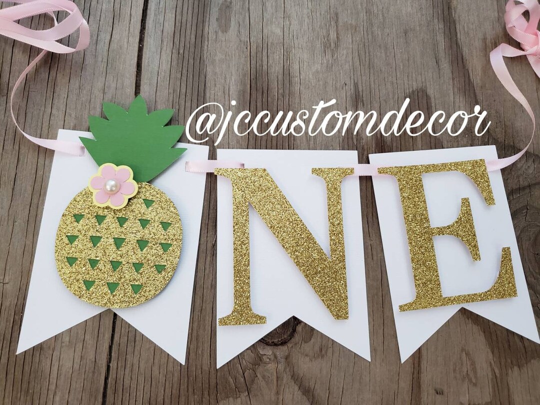 Pineapple One Banner-pineapple Birthday Banner-pineapple One Highchair ...
