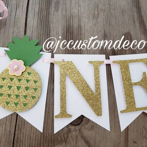 Pineapple One Banner-pineapple Birthday Banner-pineapple One Highchair ...