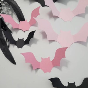 Cute Halloween Bats Wall Decor-3d Paper Wall Bats-pink Black Paper Bats ...