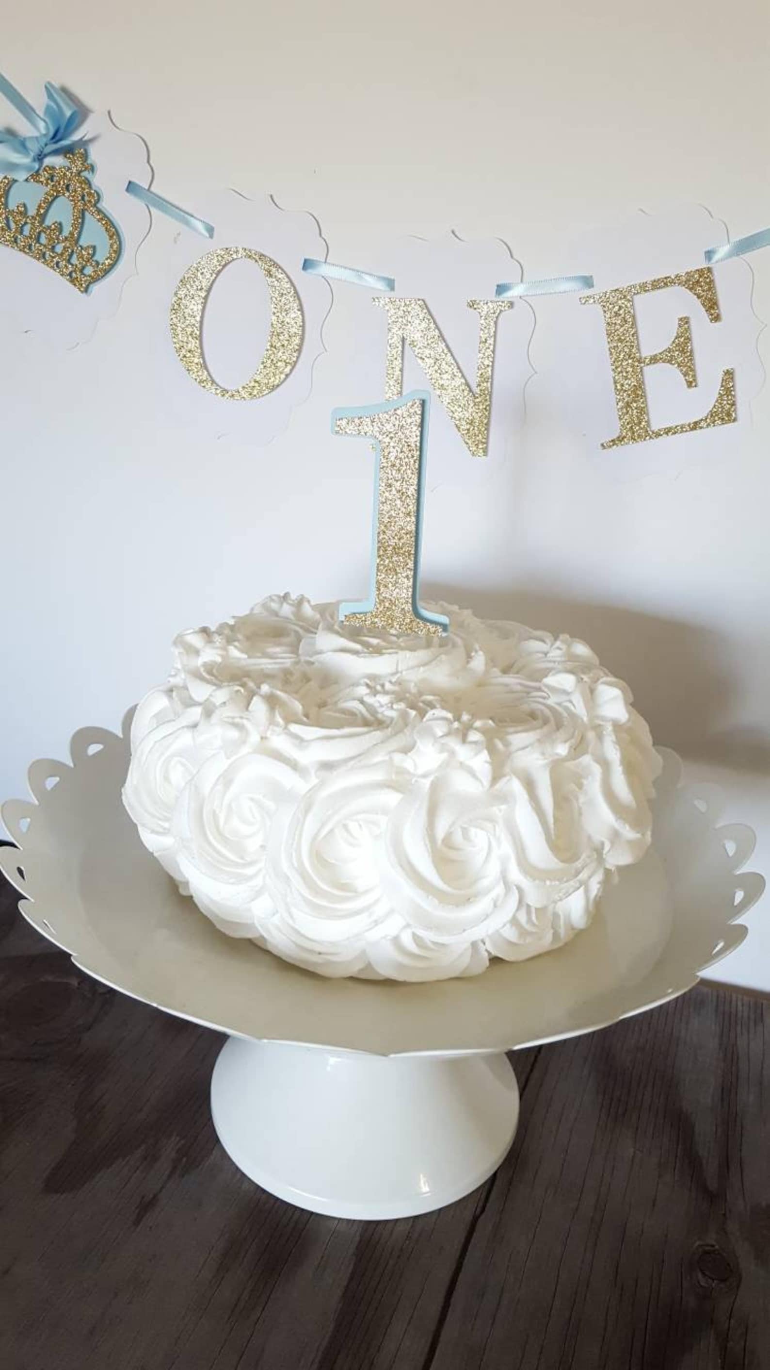 One Gold Silver Cake Topper-one Cake Topper-first Birthday Boy - Etsy