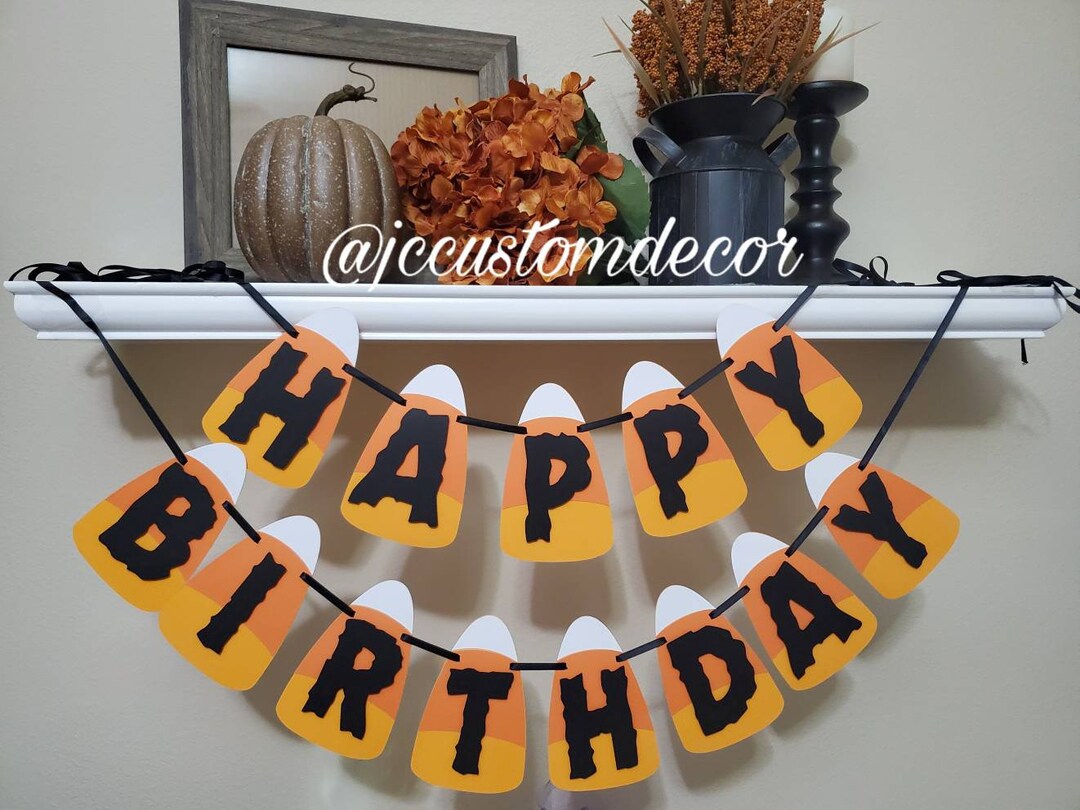 Candy Corn Happy Birthday Banner-candy Corn Banner-halloween Birthday ...