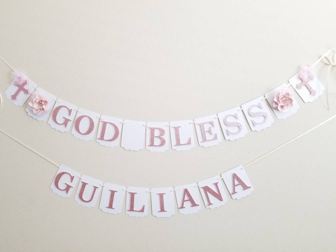 Flower Baptism Girl Banner-Baptism Banner-Baptism Pink | Etsy