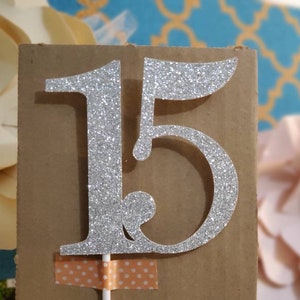 15 Cake Topper, Any Age Cake Topper, Glitter Cake Topper-15 Birthday ...