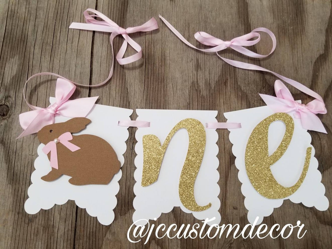 Bunny One Banner-bunny Theme Birthday Banner-some Bunny is One Banner ...