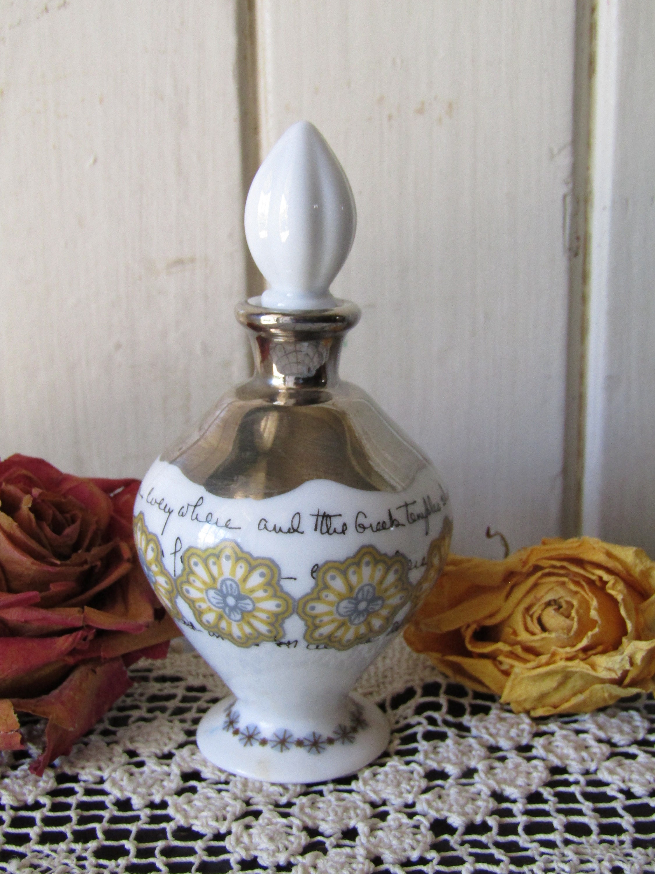 Vintage Perfume Bottle Cologne Bottle Art Glass Platinum - Etsy