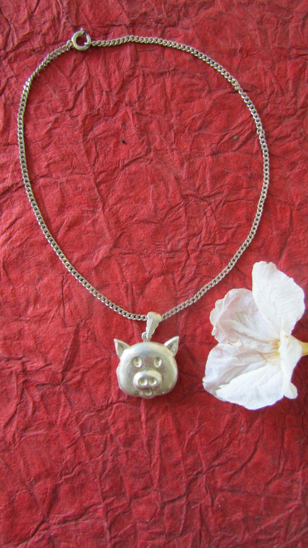 Pig Locket Necklace, Sterling Silver Pig Child's Necklace, Silver ...