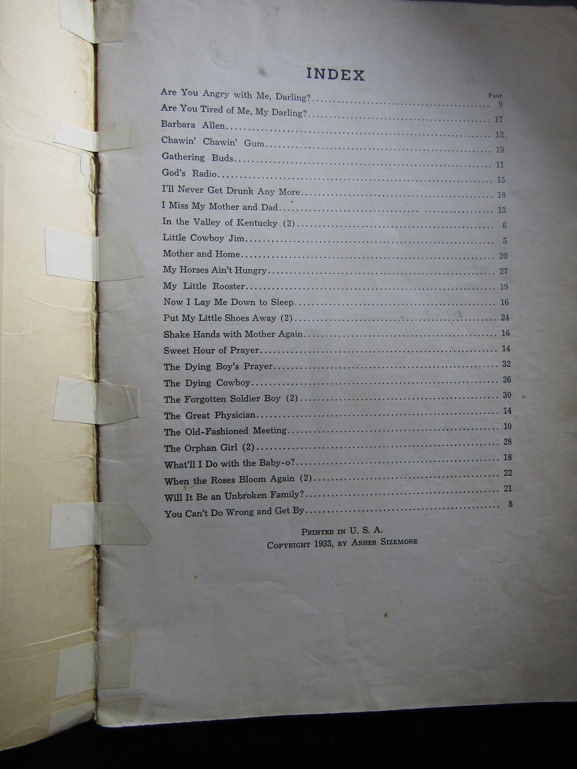 Old Country Music Song Book Asher Sizemore Music Book Little | Etsy