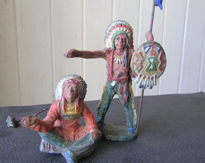 Elastolin Native American Warriors, Vintage Western Toys, Antique ...