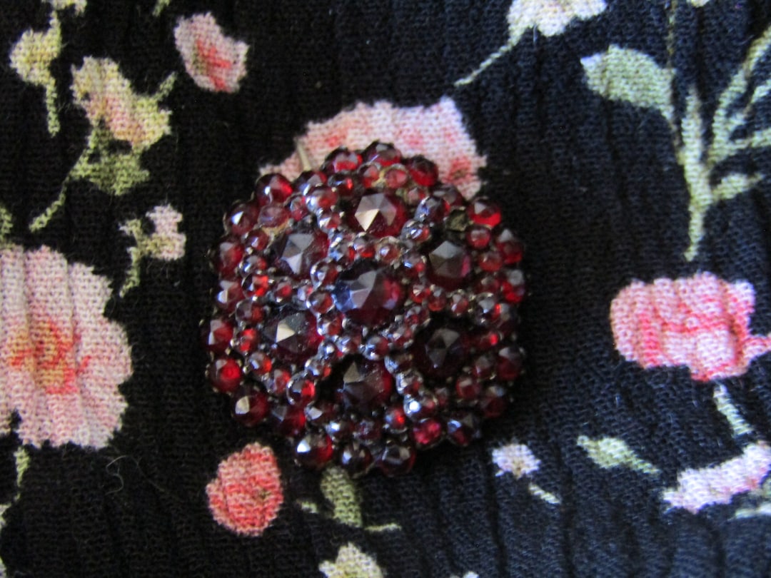 Antique Garnet Brooch, Garnet Gold Wash Silver Brooch, Antique Brooch ...