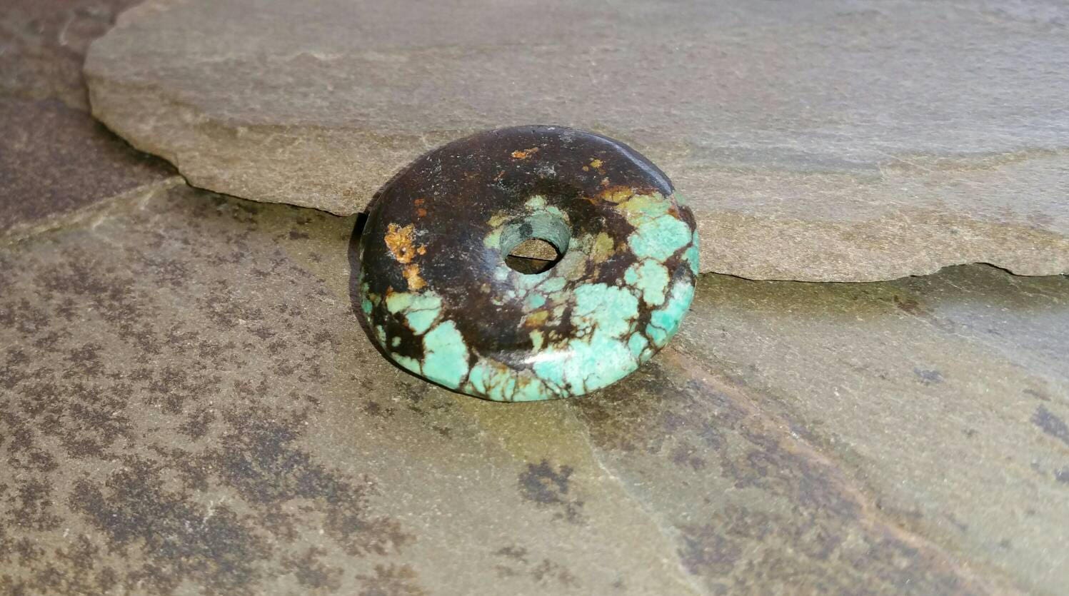 VINTAGE NATURAL TURQUOISE Donut Shaped Bead - Etsy