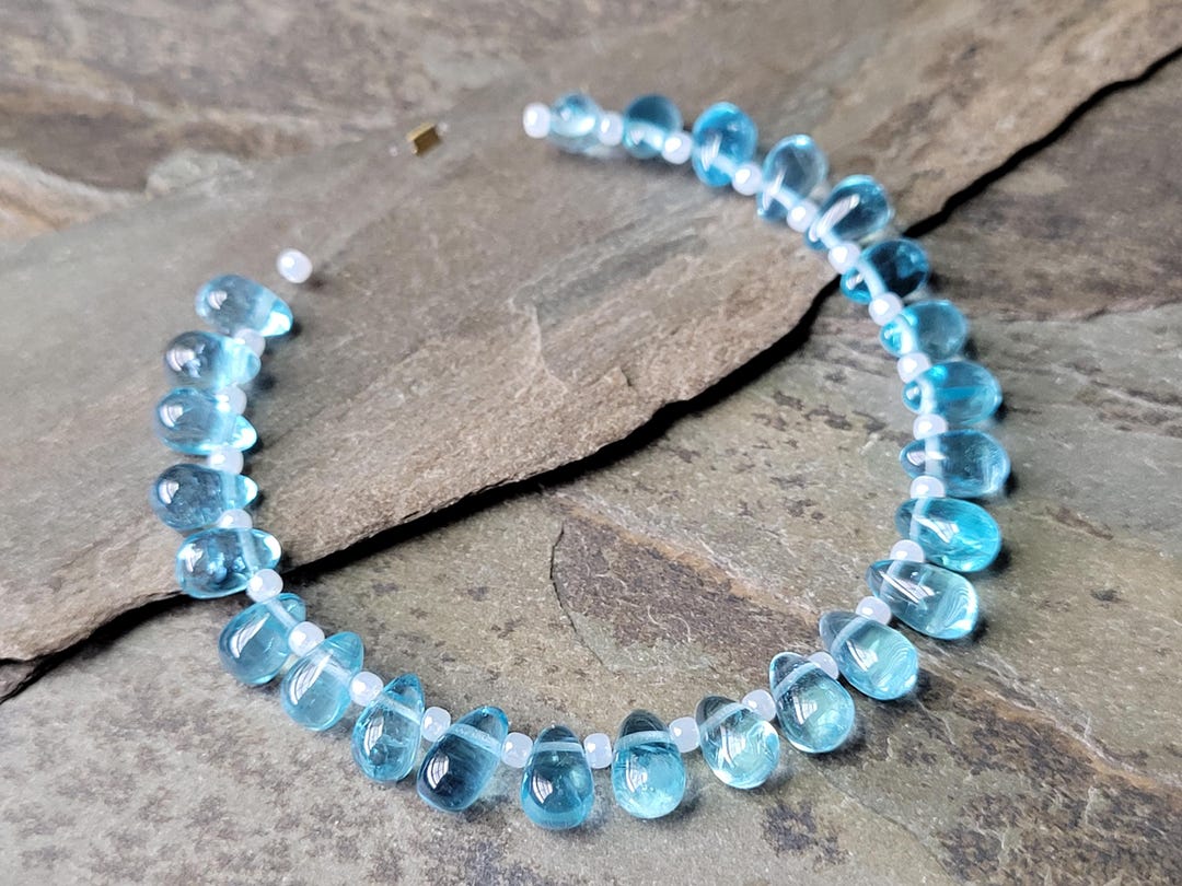 Apatite in Light Aqua Blue, Thick Full Smooth Drops, Set of 25 - Etsy