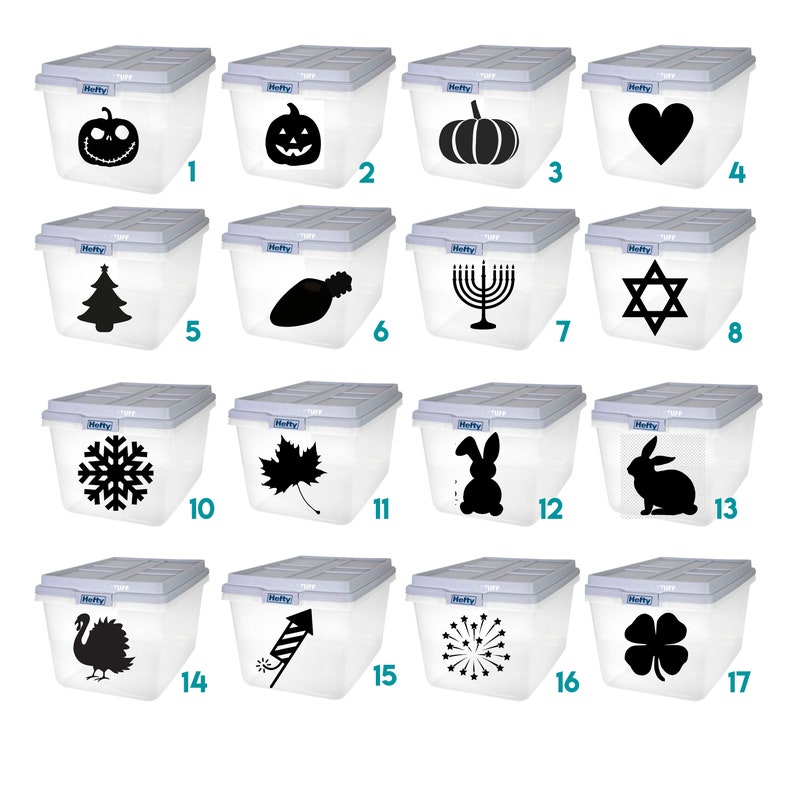 Custom Storage Tub Labels - Picture Decals for Tubs - Picture Labels ...