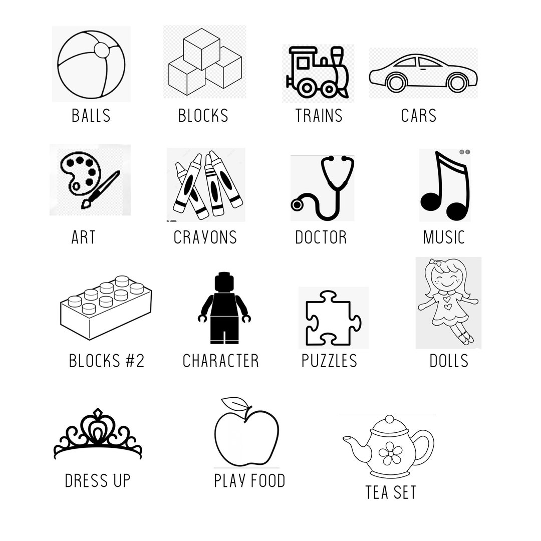 Custom Storage Toy Picture Labels - Picture Decals for Toys - Picture ...