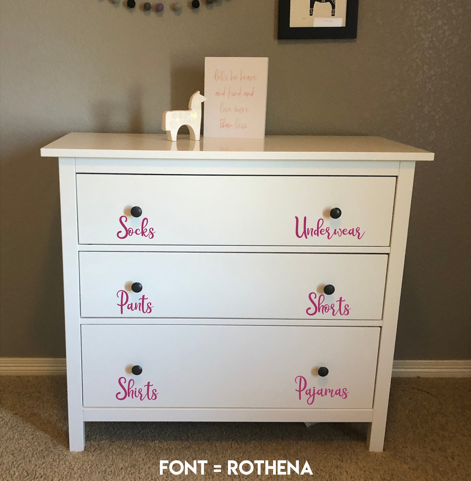 12 - Kids Dresser Labels - Set of 12 - Custom Labeling for Dresser ...