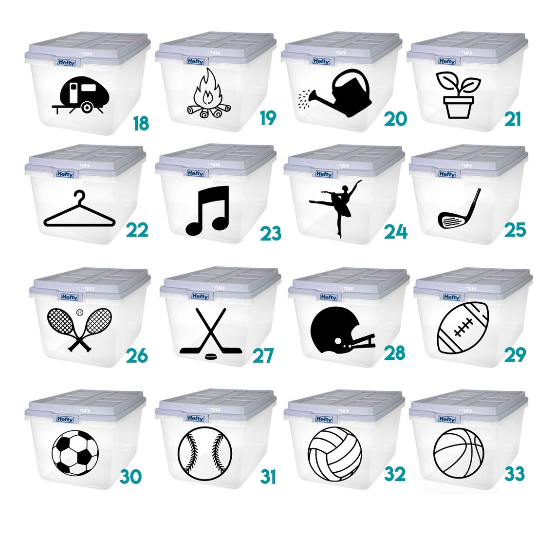 Custom Storage Tub Labels - Picture Decals for Tubs - Picture Labels ...