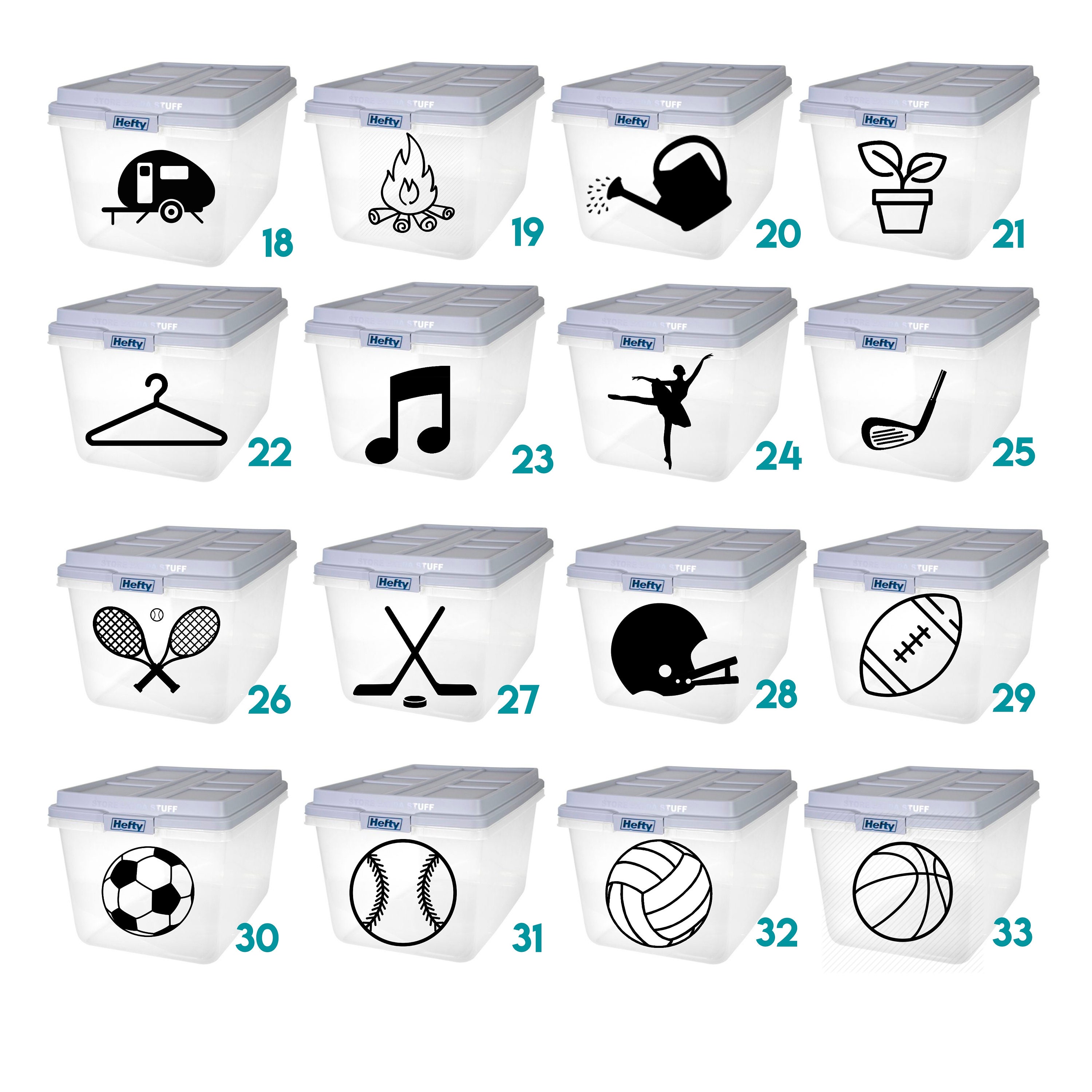 Custom Storage Tub Labels - Picture Decals for Tubs - Picture Labels ...