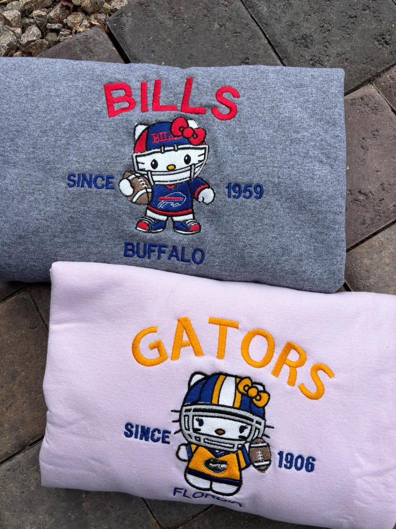 Embroidered Hello Kitty Football Sweatshirt - Etsy