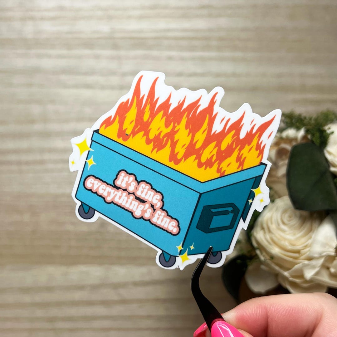 Dumpster Fire Sticker: "i'm Fine" Laptop Decal - Etsy