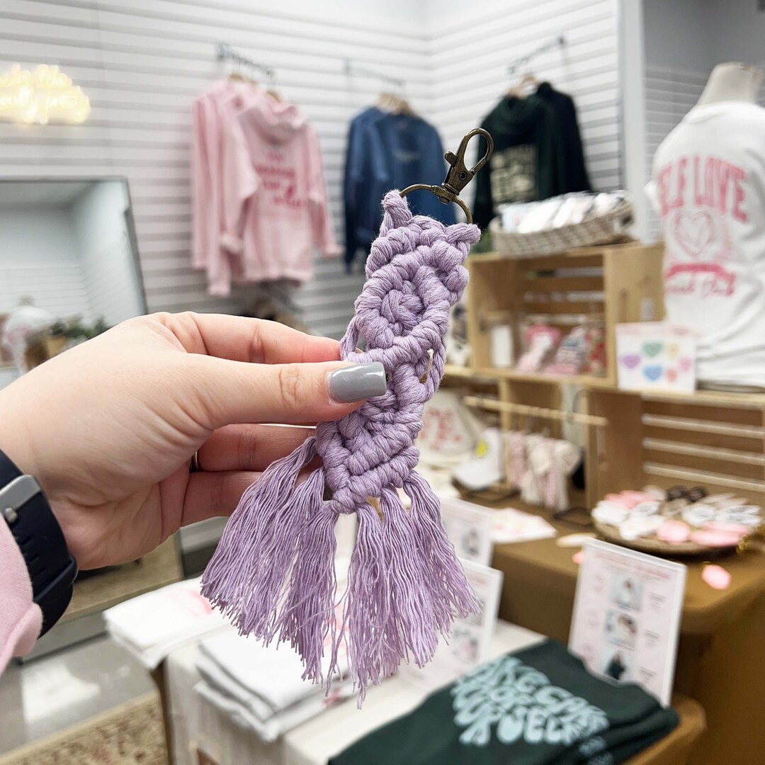 Lavender Macrame Keychains Boho Keychain Bag Charm Macrame Accessories ...