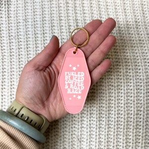 Fueled by Iced Coffee & Road Rage Motel Keychain | Vintage Inspired ...
