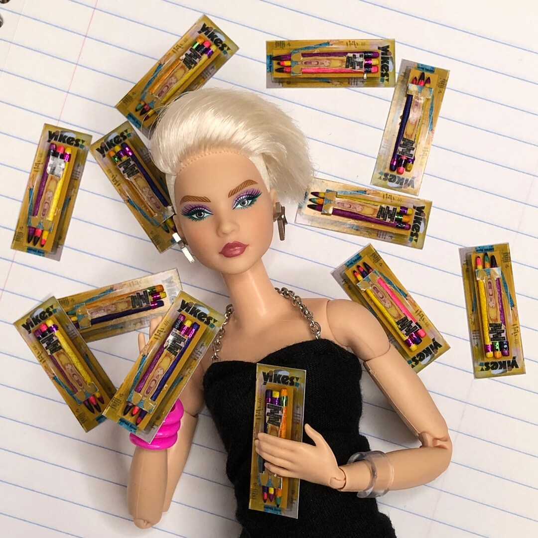 Miniature 1:6 Scale Pencils 90s School Supplies GLUED INTO PLACE Back ...